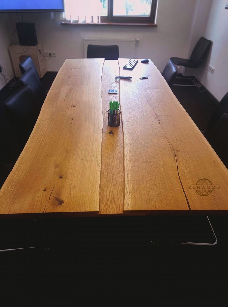 Negotiating and meeting table with live edge
